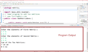 Write a Java program to Add Two Matrices - TestingDocs