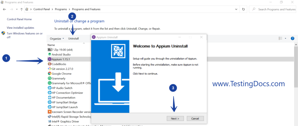 How to uninstall Appium on Windows | TestingDocs.com