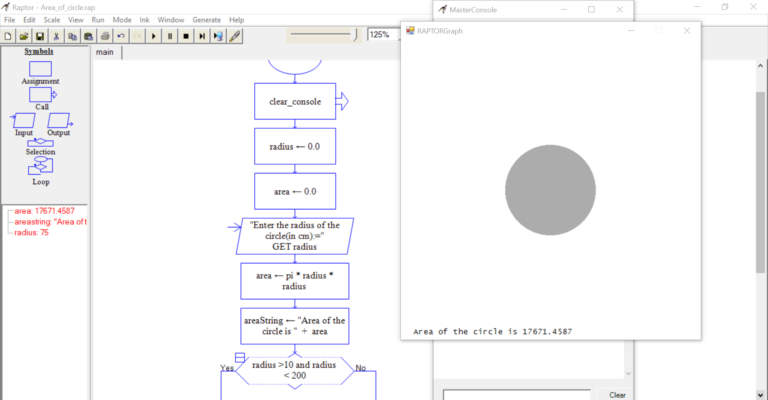 Area of Circle Raptor Flowchart | TestingDocs.com