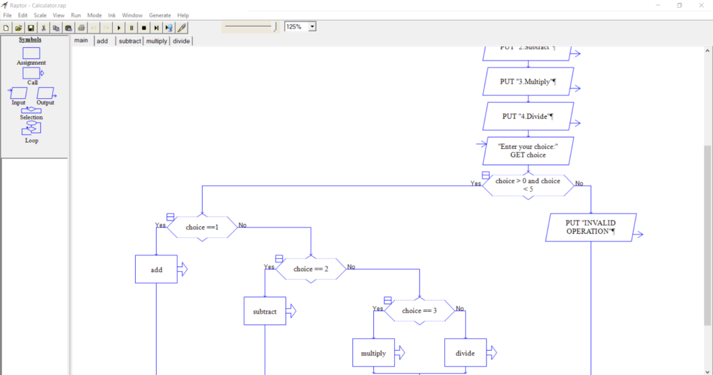 Calculator Raptor Flowchart | TestingDocs.com
