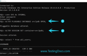 Connect to Pluggable Database (PDB) - TestingDocs