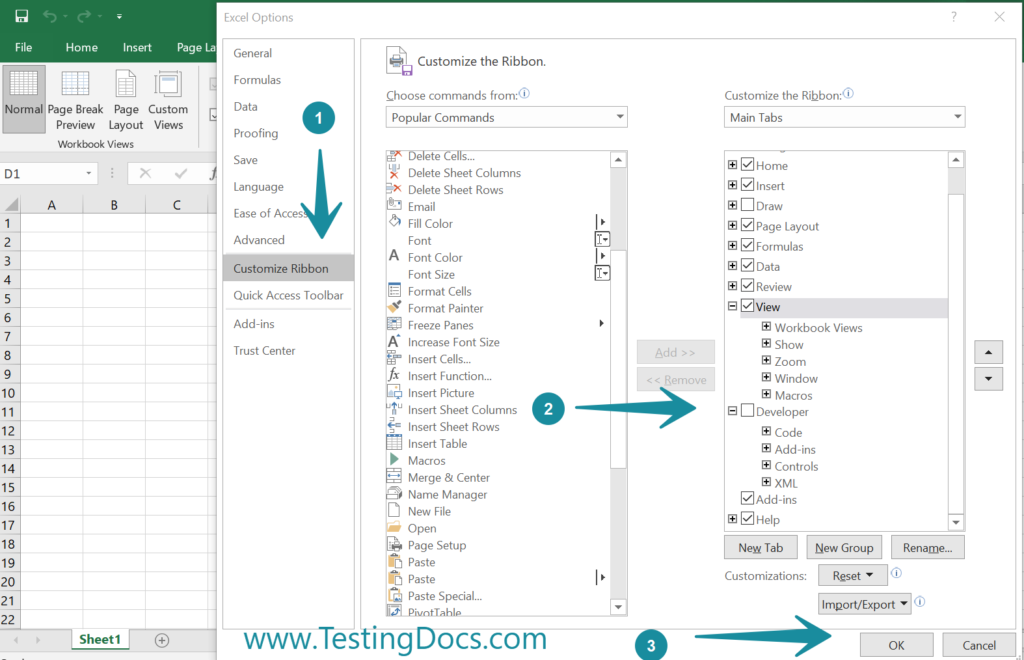 How to enable Developer tab in Microsoft Excel? - TestingDocs