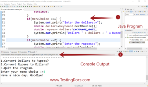 Dollar to Rupee Converter Java Program - TestingDocs