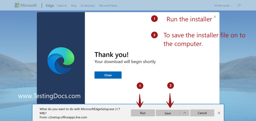 Download and install new Edge Browser | TestingDocs