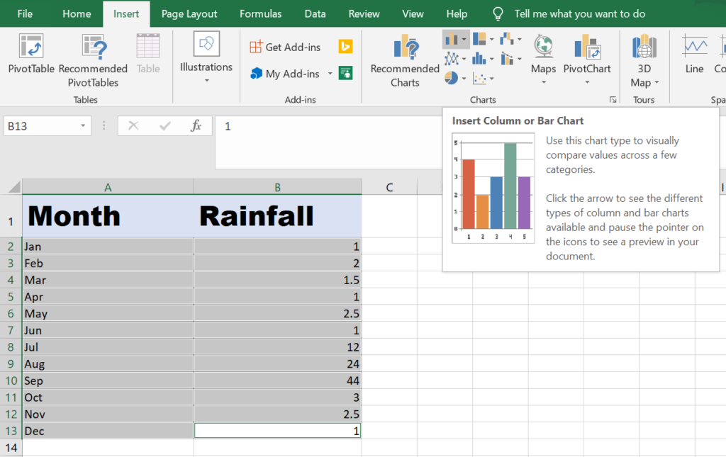 How to add a Bar Chart in Excel | TestingDocs