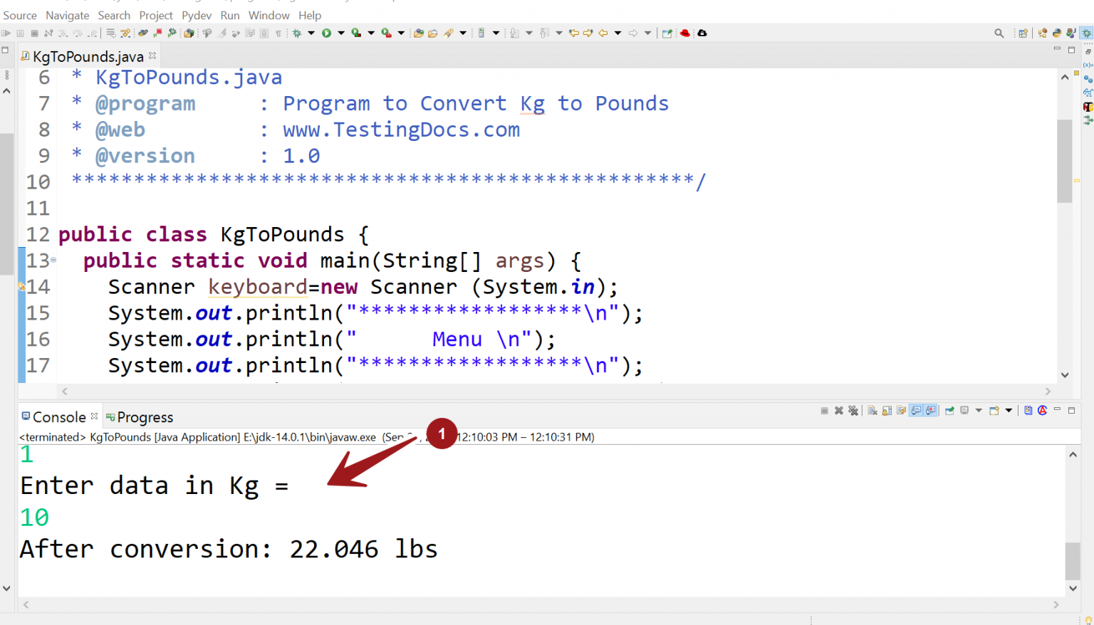 Java program for kg to pound converter - TestingDocs