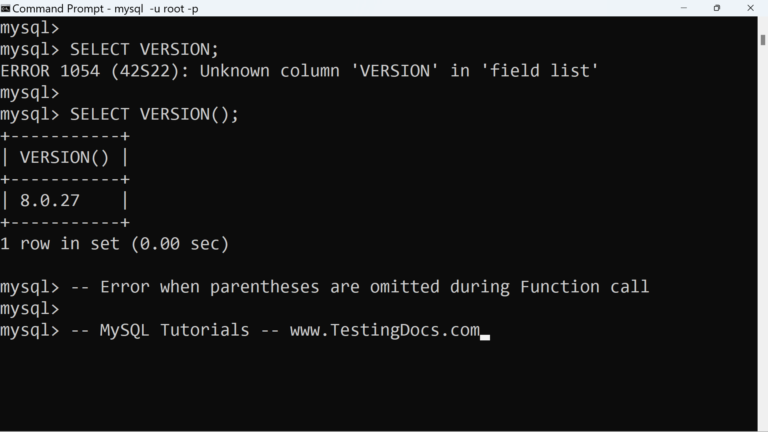MySQL Database Questions - TestingDocs