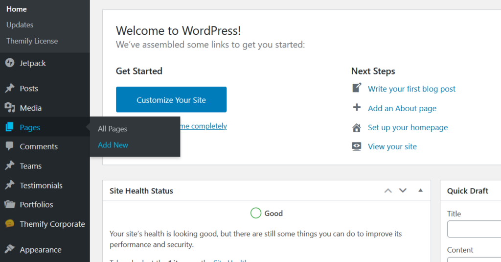 How to add new Page in WordPress website? - TestingDocs