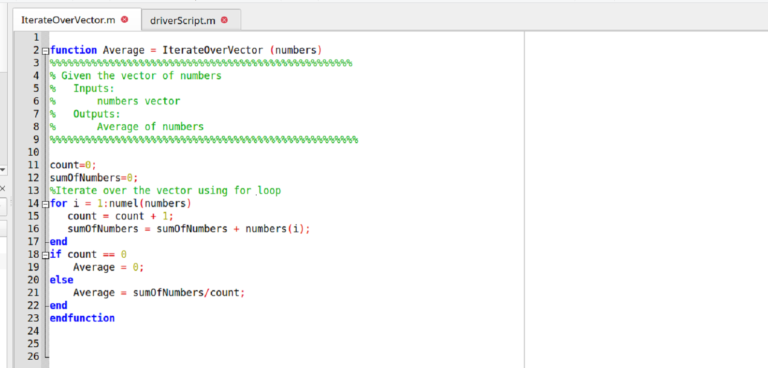 How to iterate over a vector in Octave Script? - TestingDocs