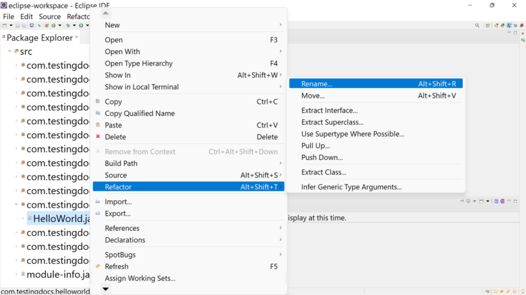 How to rename a class in Eclipse IDE? - TestingDocs.com