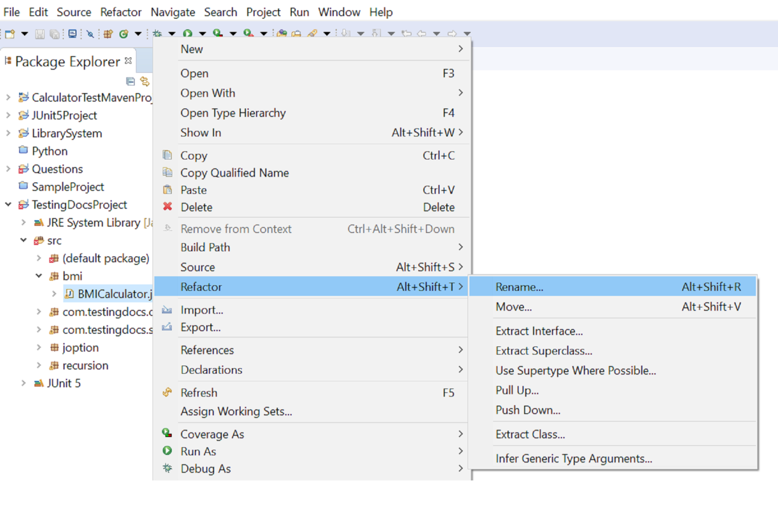 How to rename a class in Eclipse IDE? | TestingDocs.com
