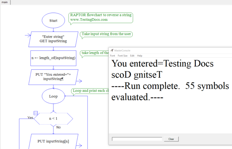 Flowchart for Reverse of a String? - TestingDocs