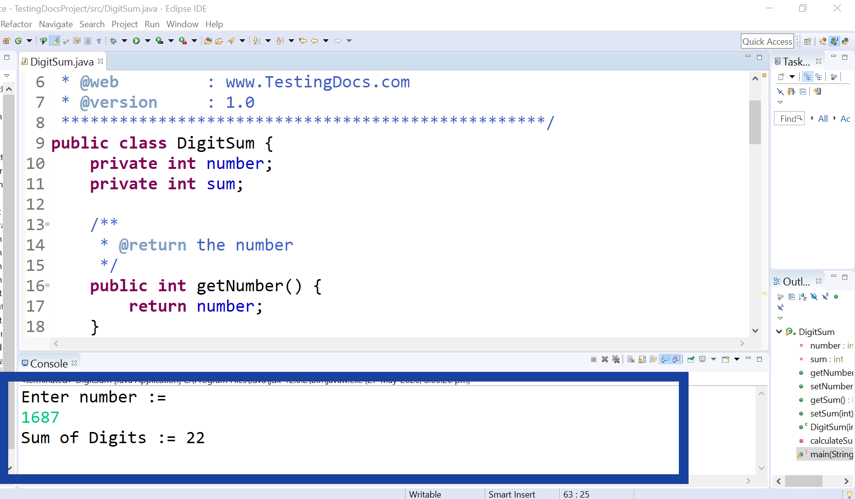 Sum Of Digits Java Program TestingDocs