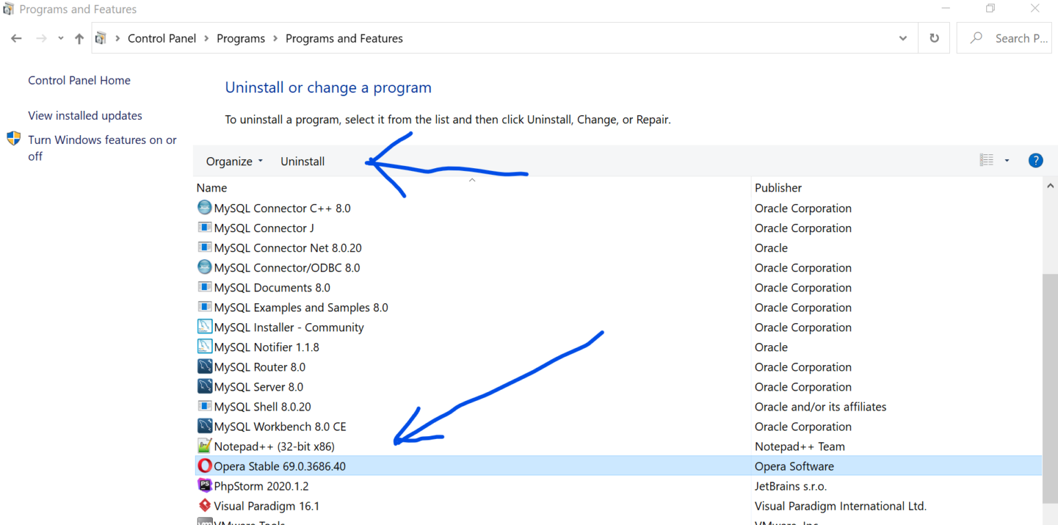 Uninstall the Opera Web browser on the Windows | TestingDocs.com
