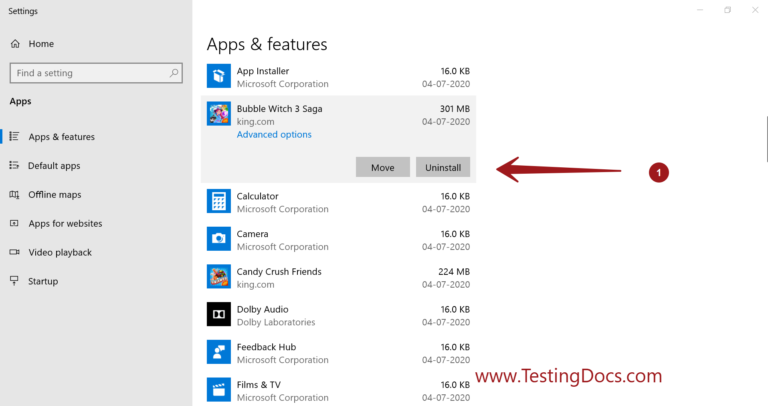 How to uninstall an App on Windows 10 - TestingDocs