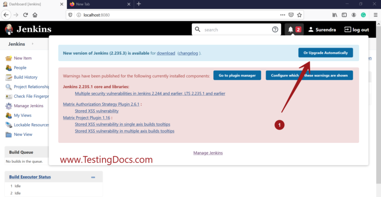 Update Jenkins on Windows 10 - TestingDocs