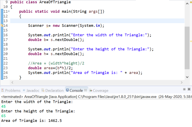 How To Calculate Area Of A Triangle In Java Haiper