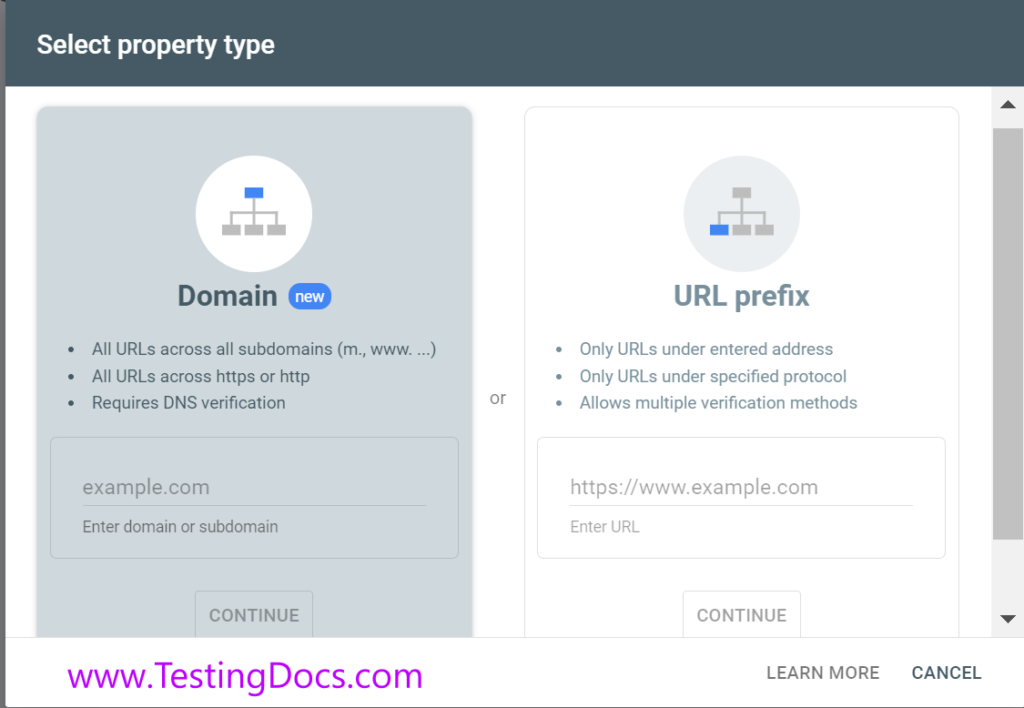 Add Domain to Google Search | TestingDocs