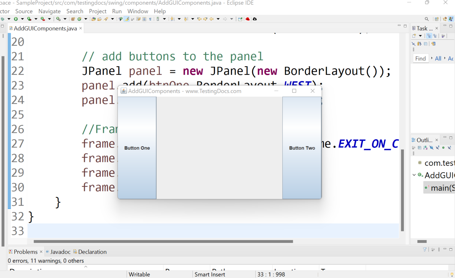 Add GUI Components to a Swing Container - TestingDocs.com