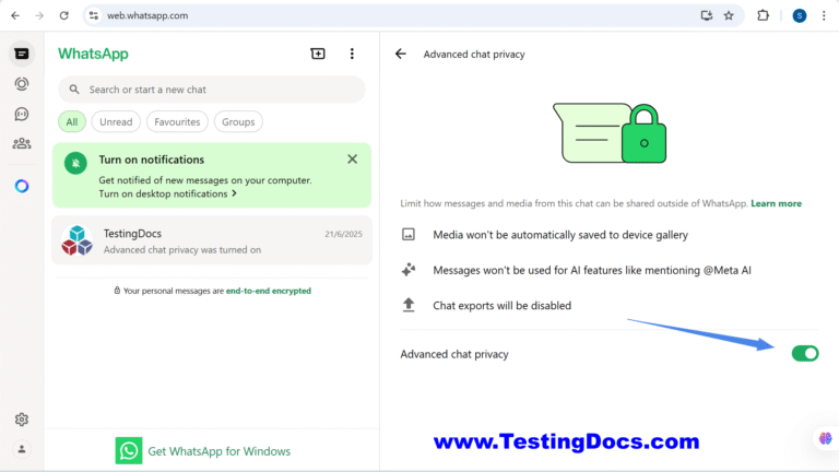 Advanced Chat Privacy in WhatsApp | TestingDocs