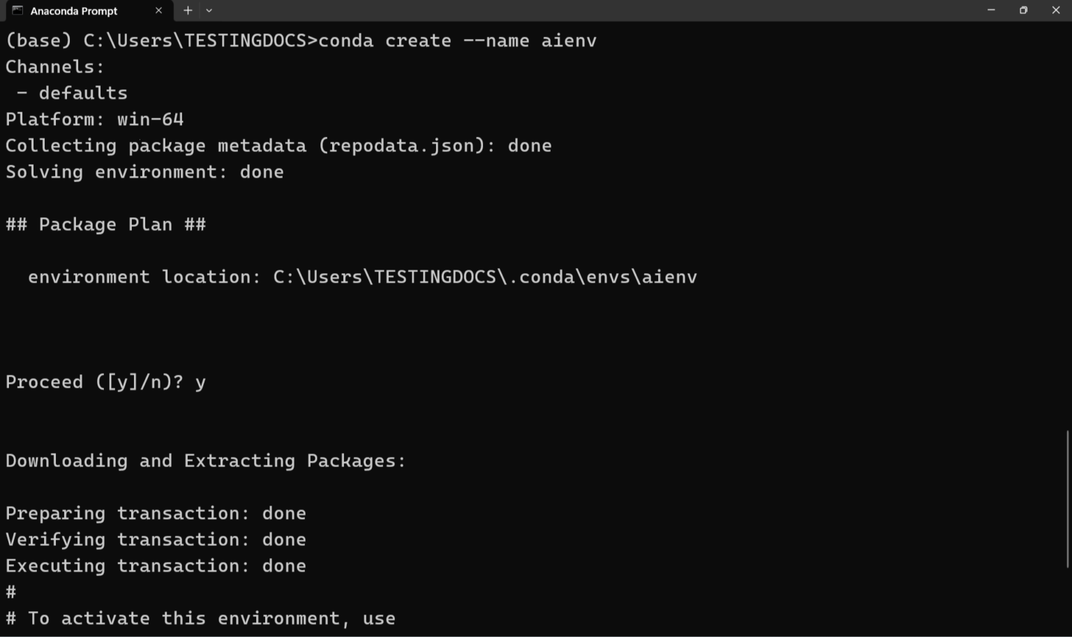 Setup A Anaconda Virtual Environment Testingdocs