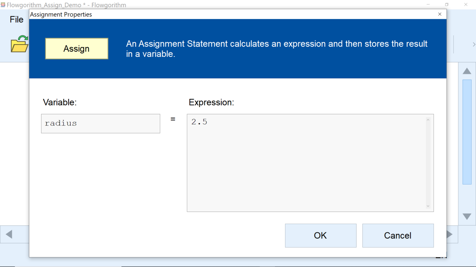 Flowgorithm Assign Statement - TestingDocs.com