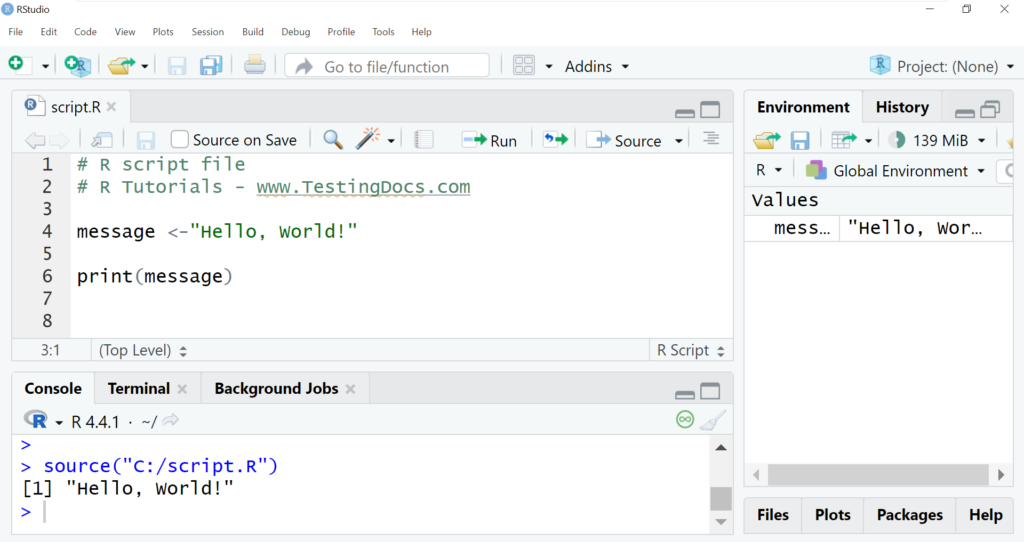 Basic R Syntax Testingdocs