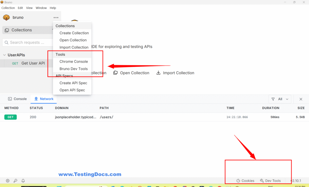 Bruno Dev Tools - TestingDocs