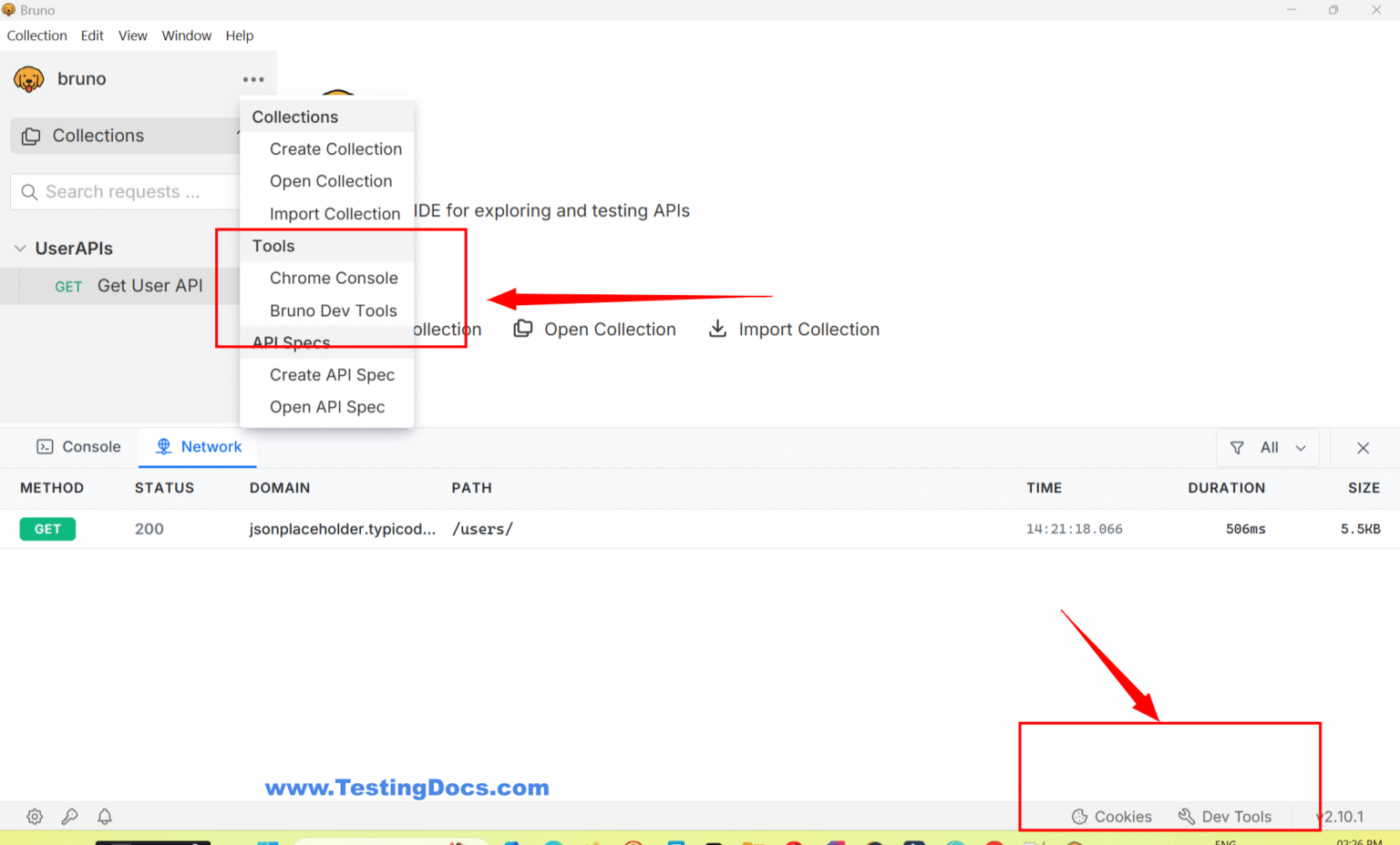 Bruno Dev Tools - TestingDocs
