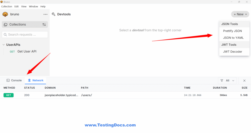 Bruno Dev Tools - TestingDocs