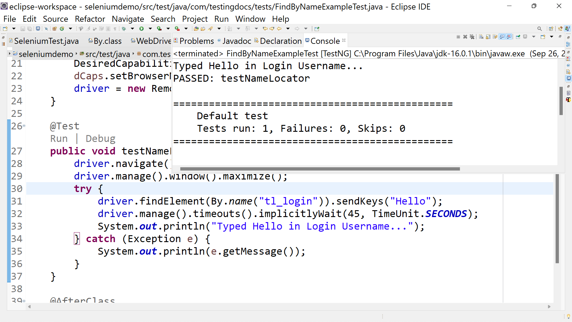 Selenium Find Element Using By Name Example TestingDocs