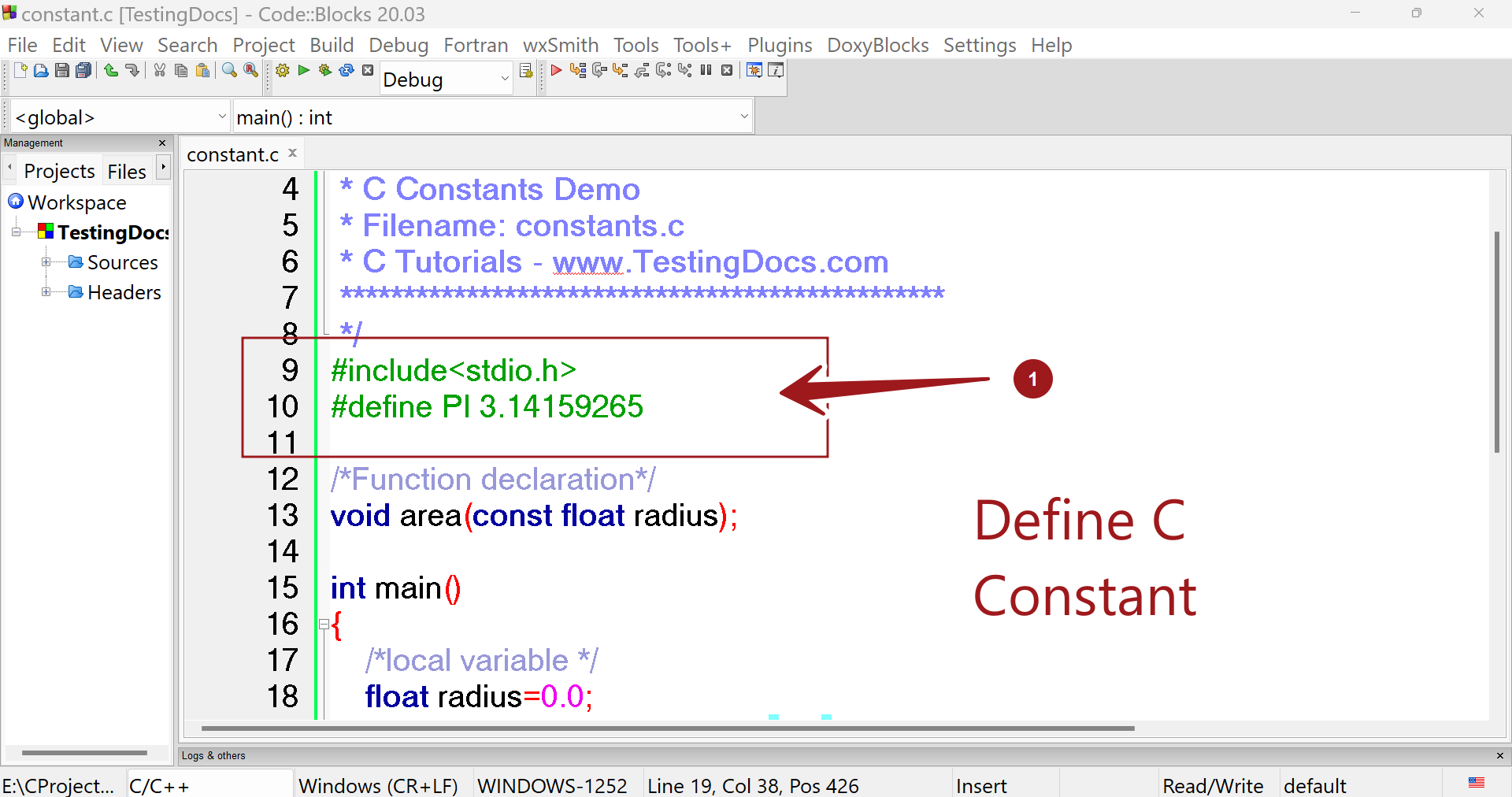 C Constants TestingDocs