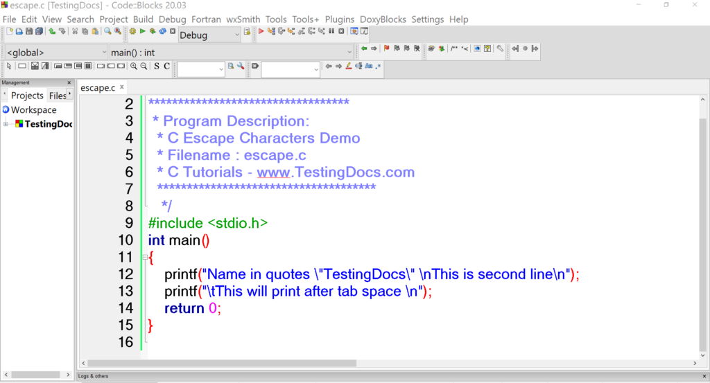 C Escape Characters - TestingDocs