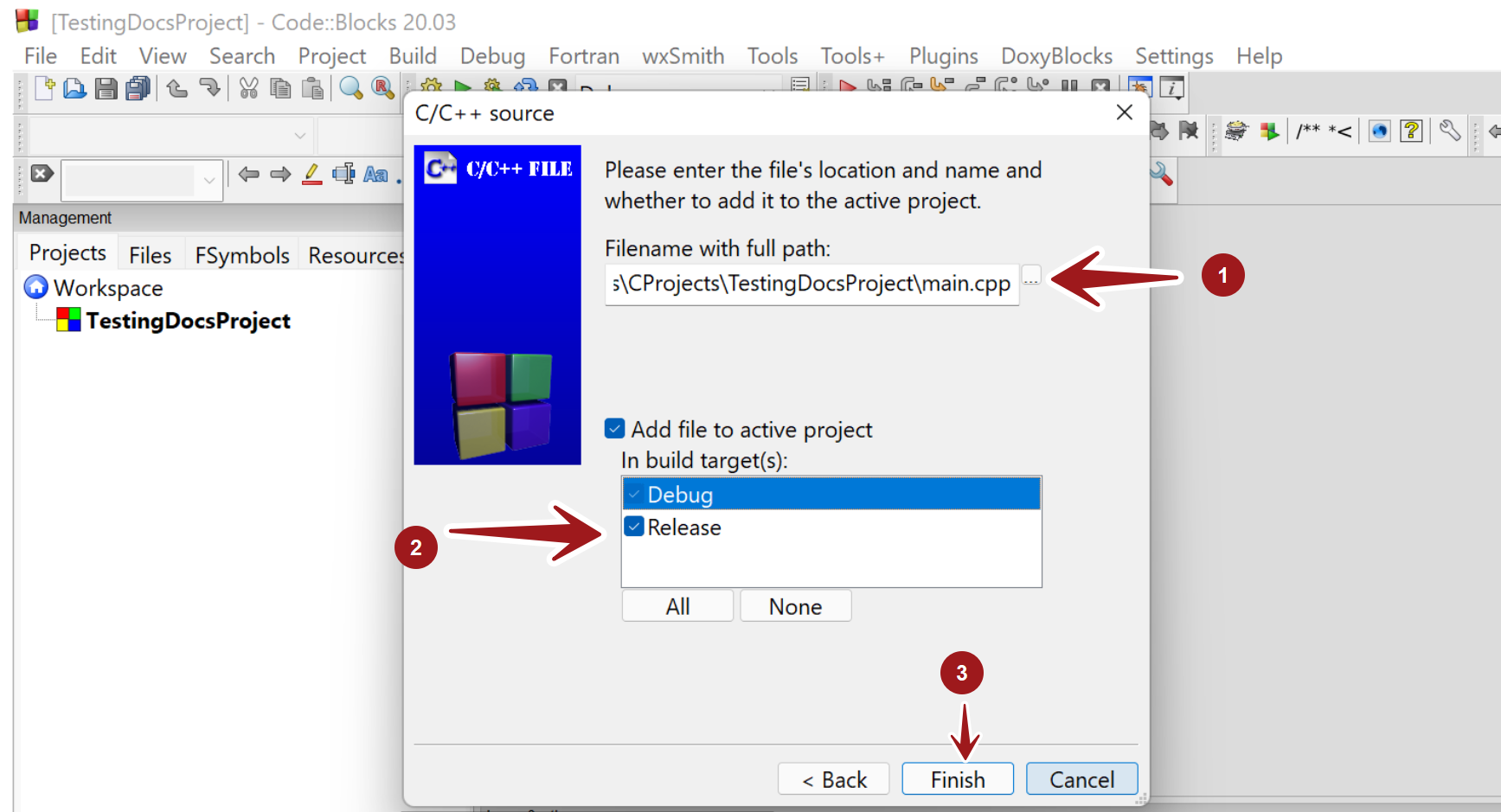 Add C Source Files In Code Blocks IDE TestingDocs