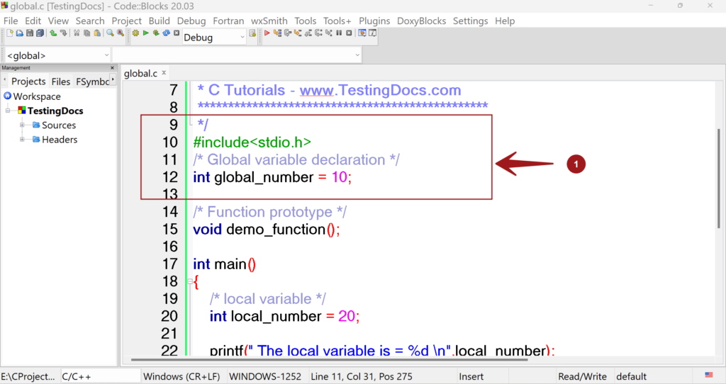 C Global Variables TestingDocs