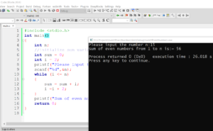 C program to find sum of even numbers from 1 to n - TestingDocs