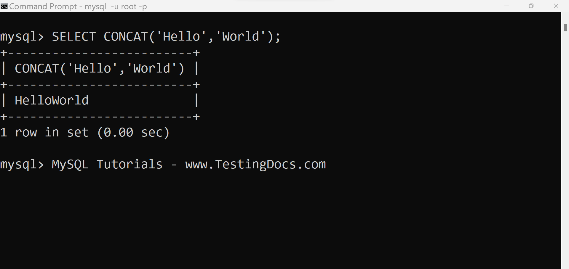MySQL CONCAT Function TestingDocs