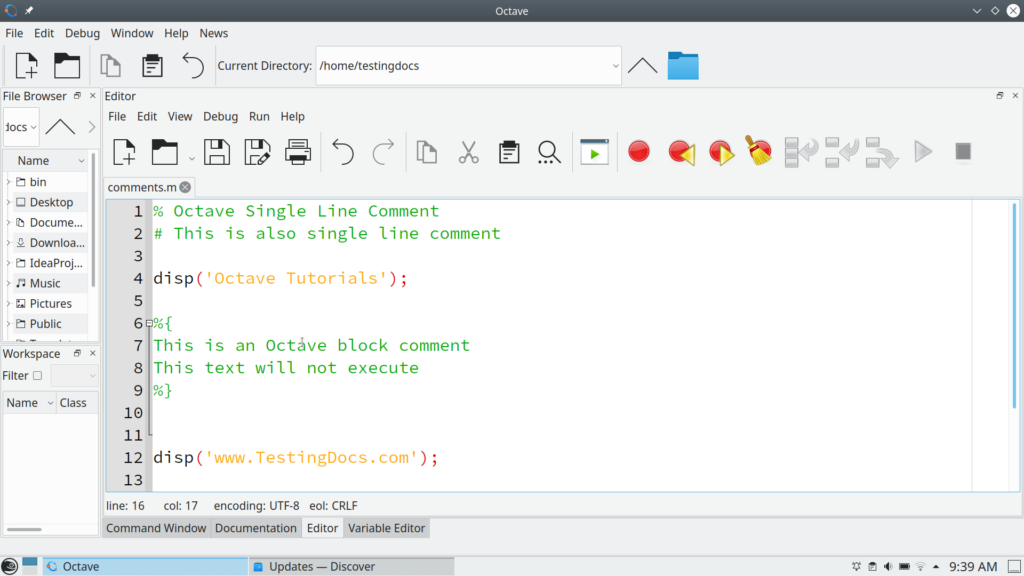 Comments In Octave Scripts 7024