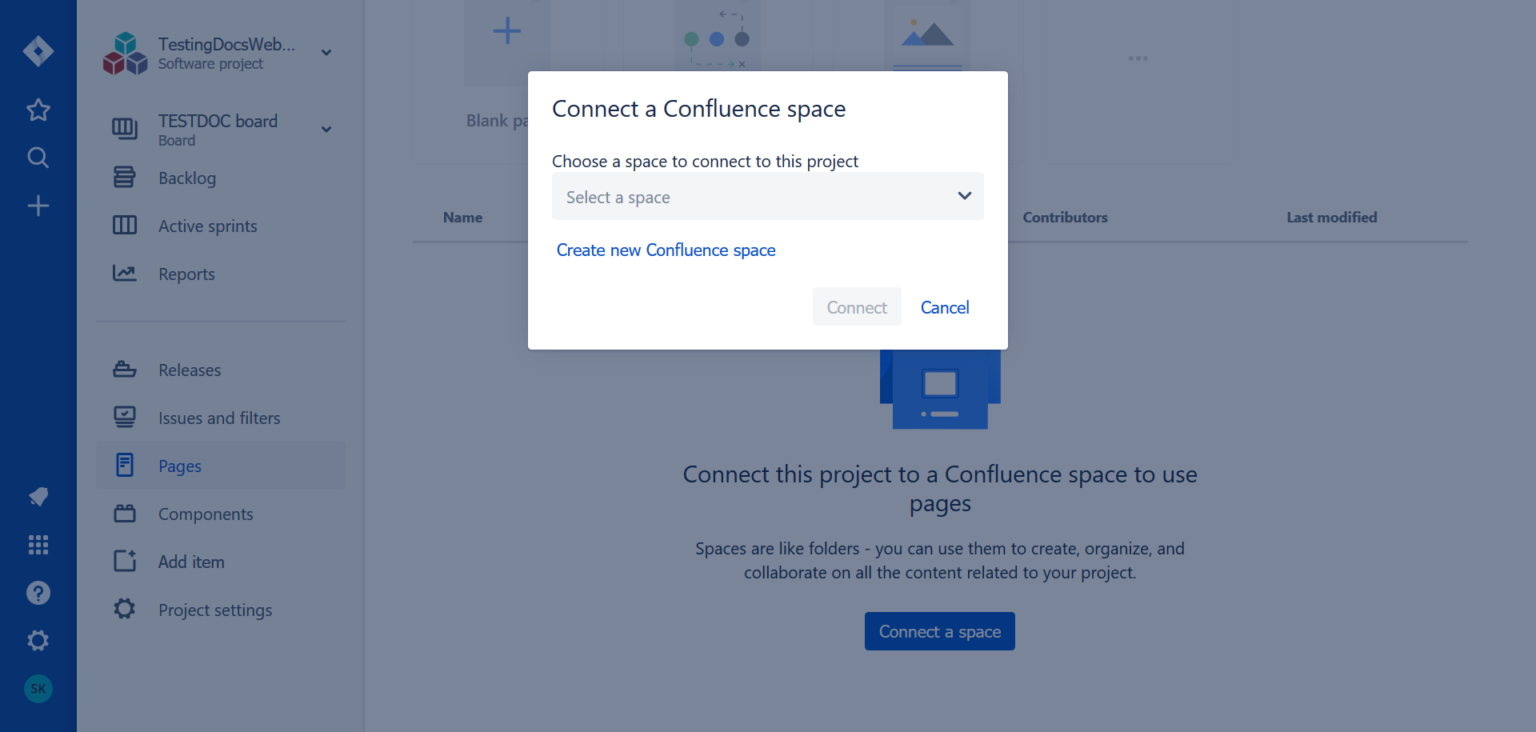 Connect Confluence space to a Project - TestingDocs