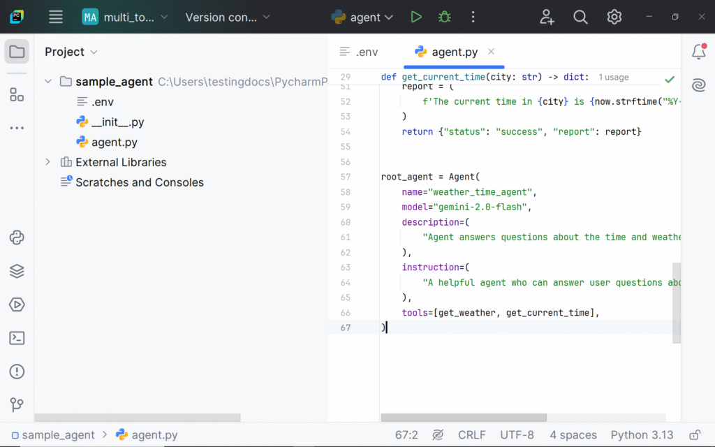 Create Agent Project - TestingDocs