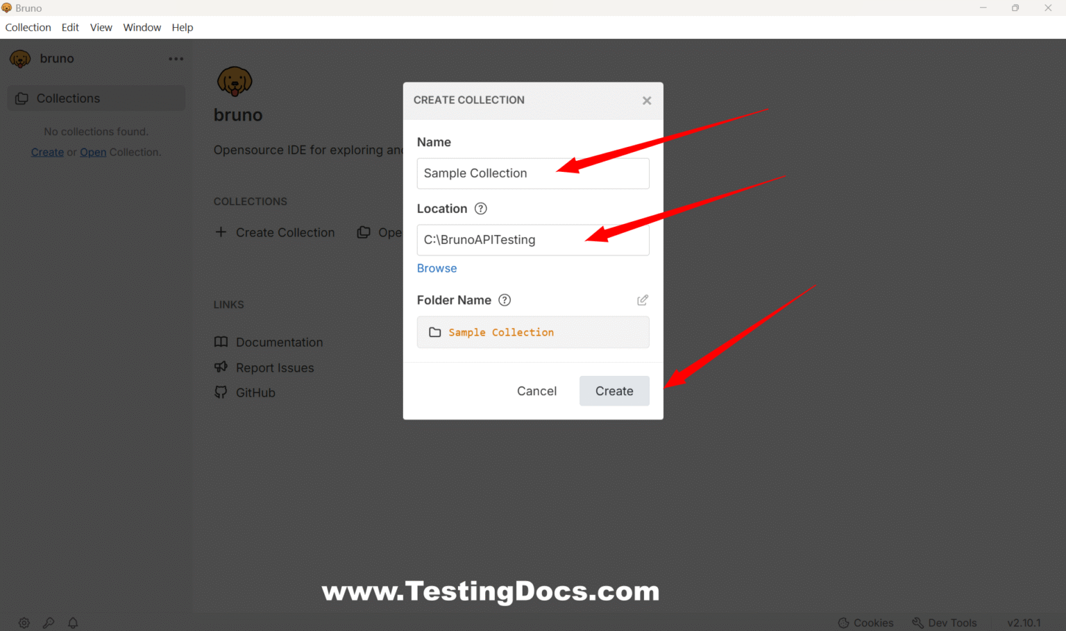 Create Bruno API Collection - TestingDocs