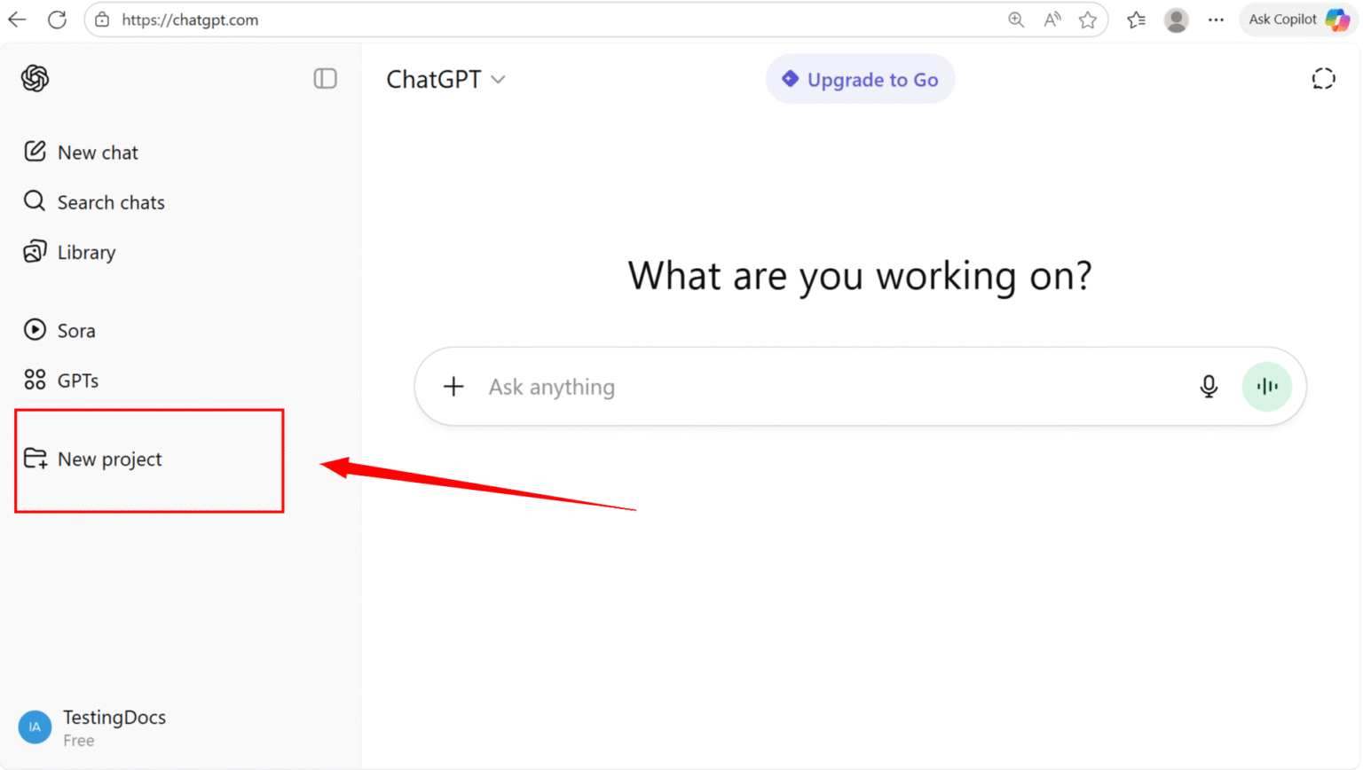 Create New ChatGPT Project | TestingDocs