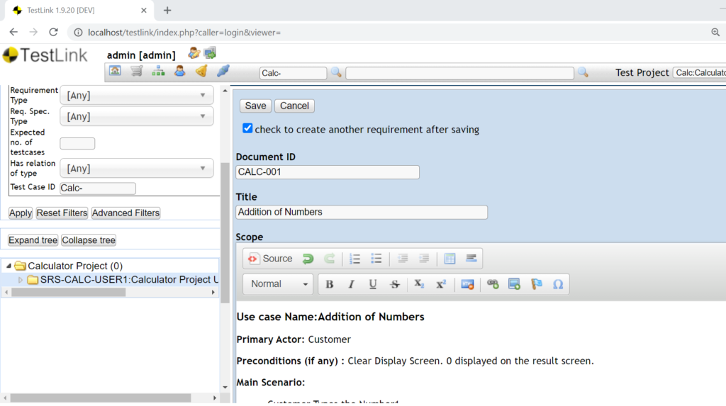 Create Requirements in TestLink - TestingDocs.com