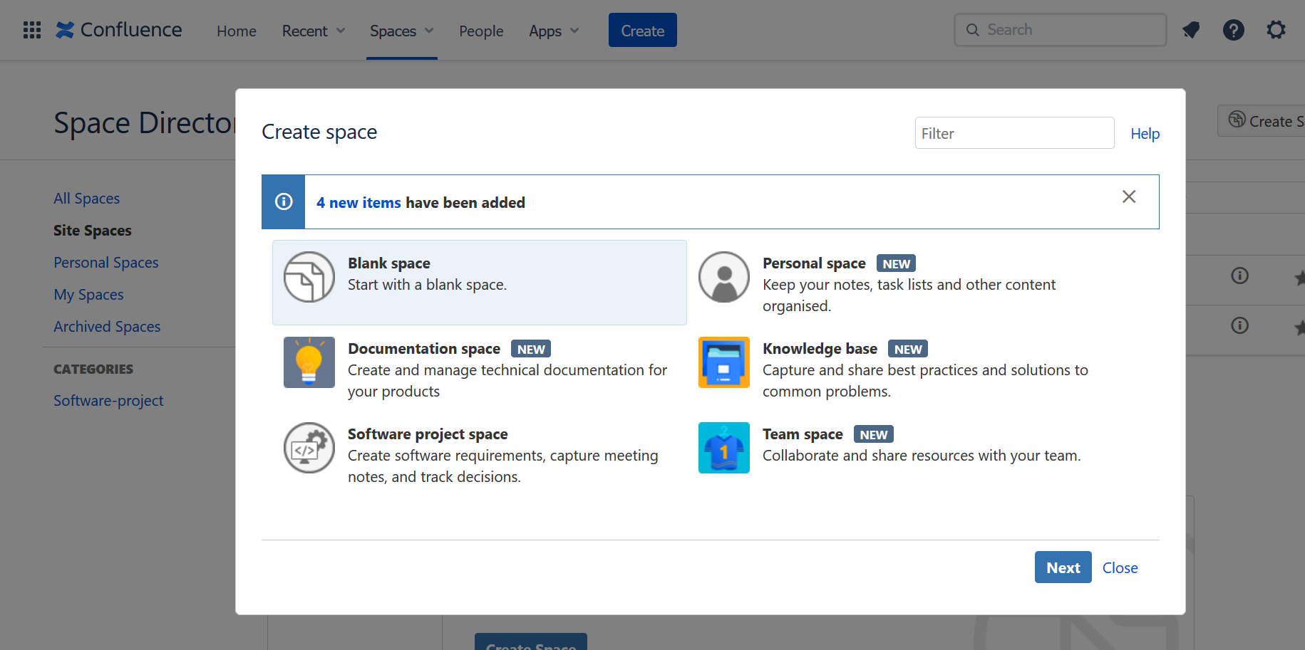 Space Template Confluence