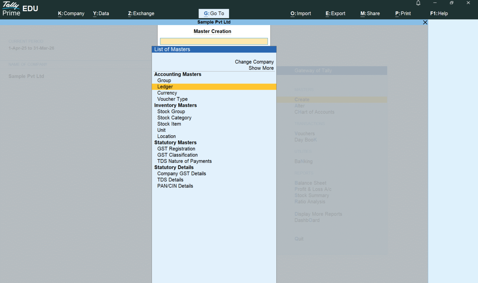 Create Ledgers in Tally - TestingDocs