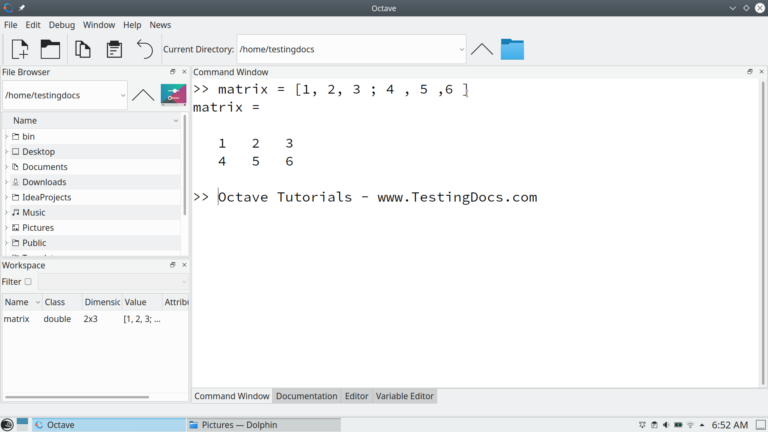 Create a New Matrix using Octave - TestingDocs
