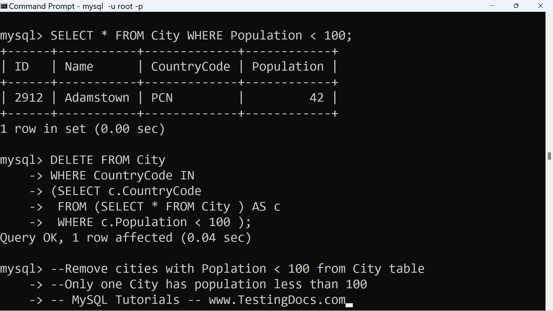 Delete Rows In A Table Using Subquery TestingDocs