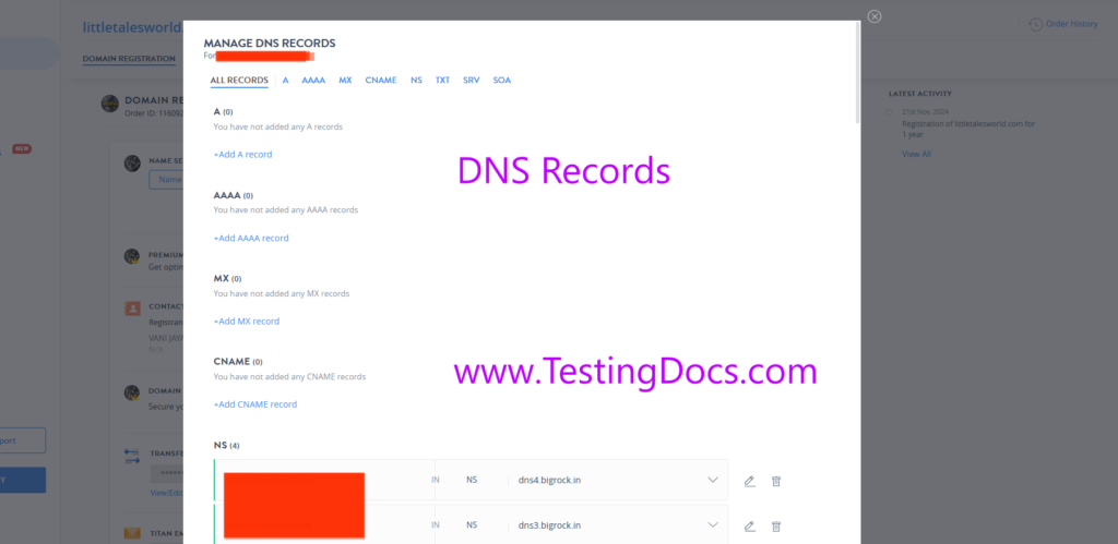 DNS Management and Records - TestingDocs