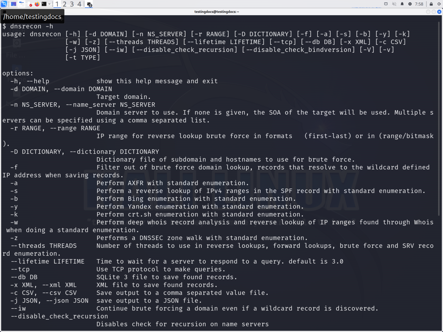 DNSRecon - DNS Enumeration Tool - TestingDocs
