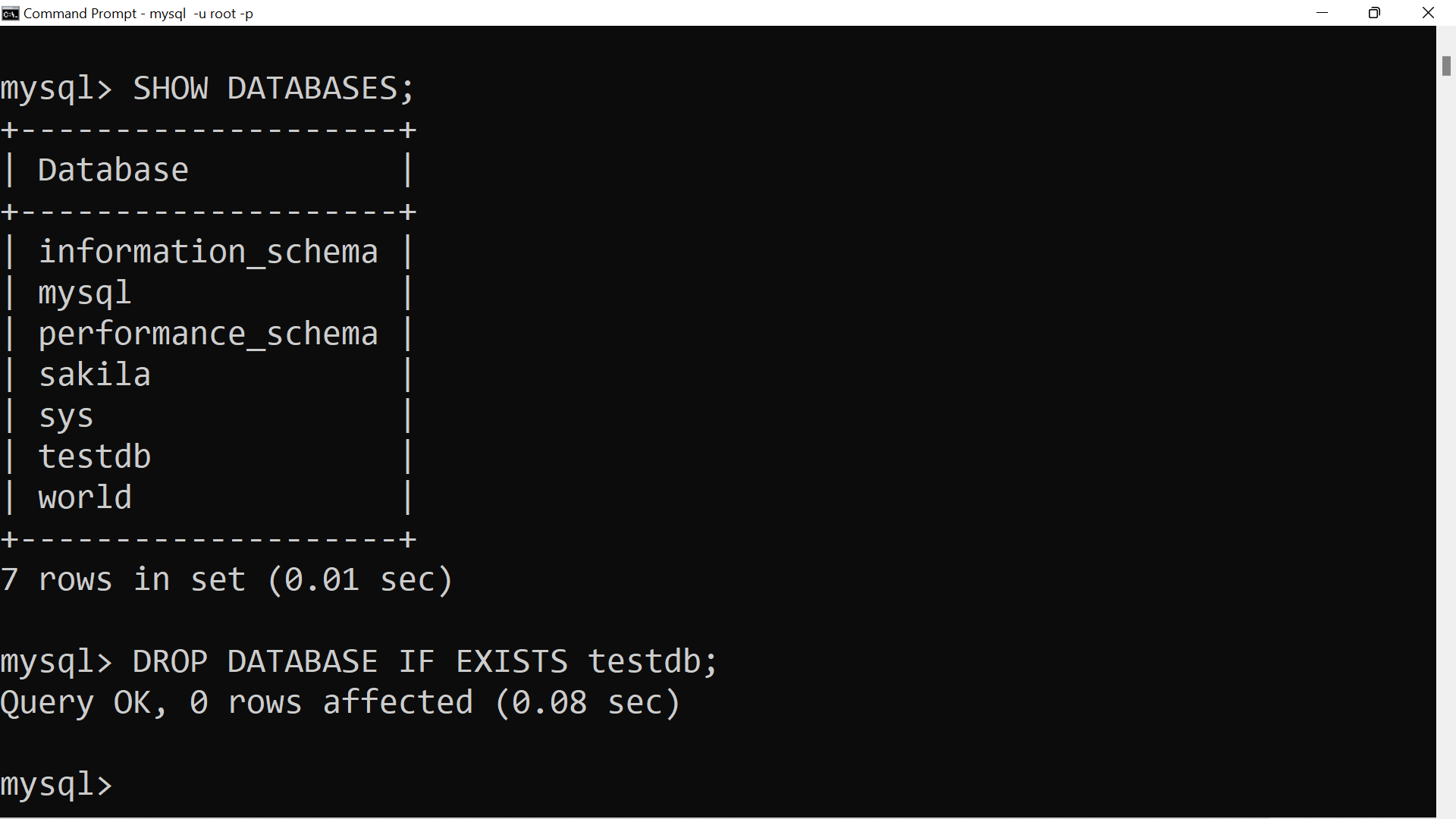 MySQL DROP DATABASE Statement TestingDocs